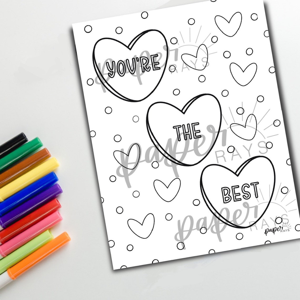 Candy Heart Coloring Page | Valentine’s Day Coloring Page | Printable ...
