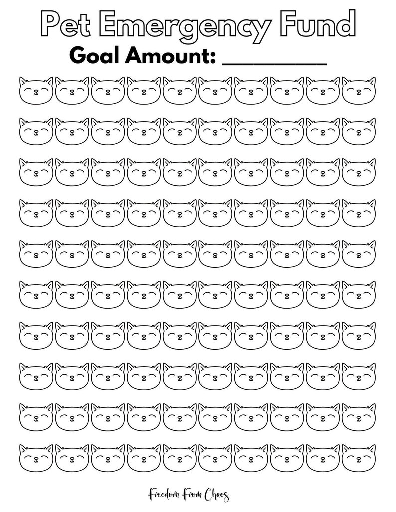 Pet Emergency Fund Savings Coloring Tracker - Etsy