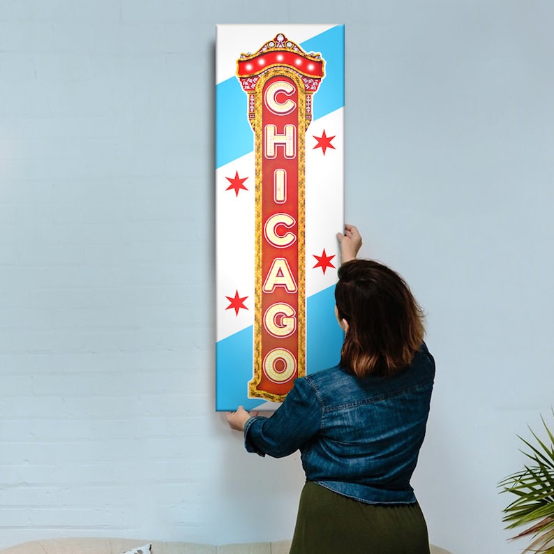 Chicago Theatre Sign Canvas Chicago Modern Wall Art Chicago - Etsy