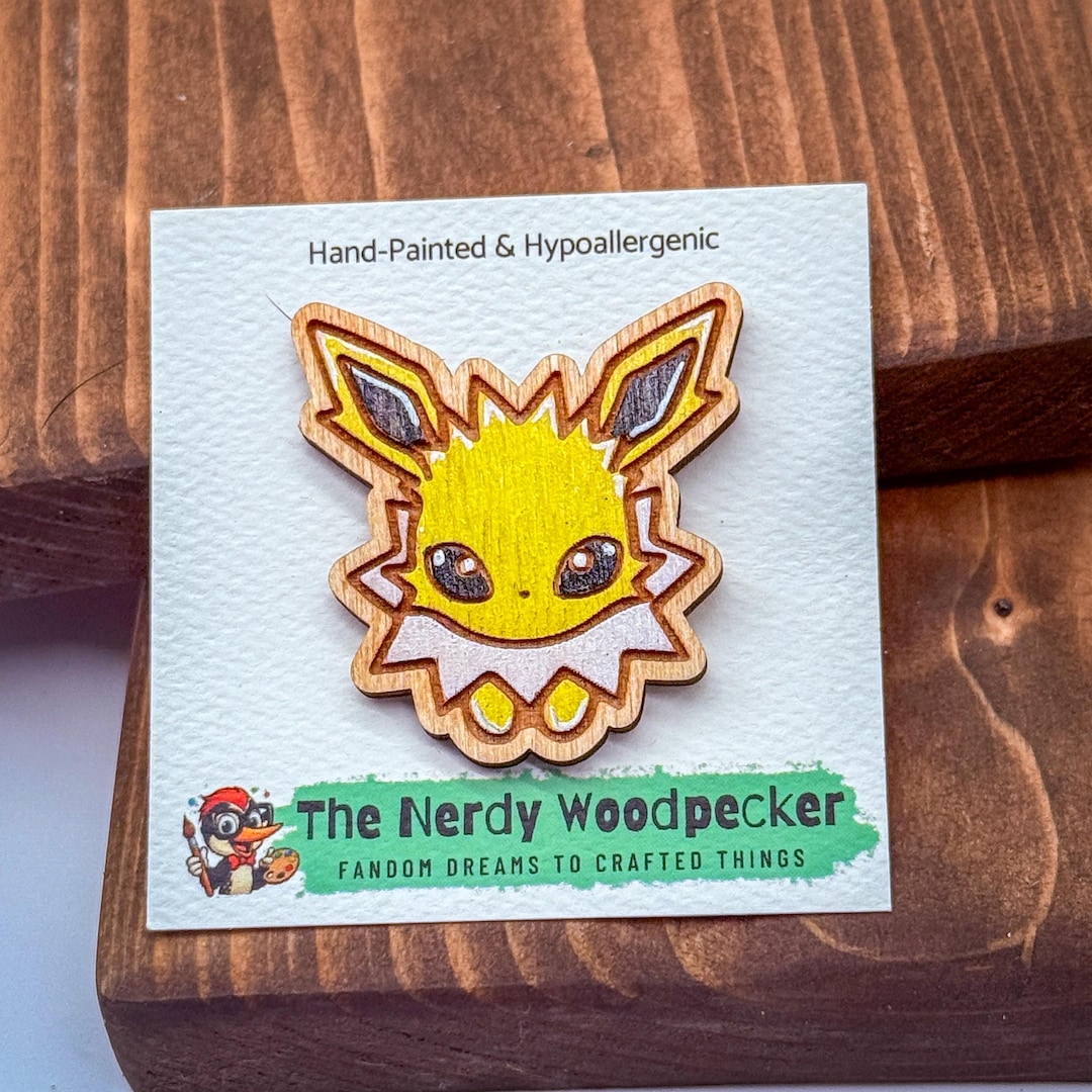 JOLTEON Wood Pin — Hand-painted | Fandom Flair | Backpack Pin | Jacket ...