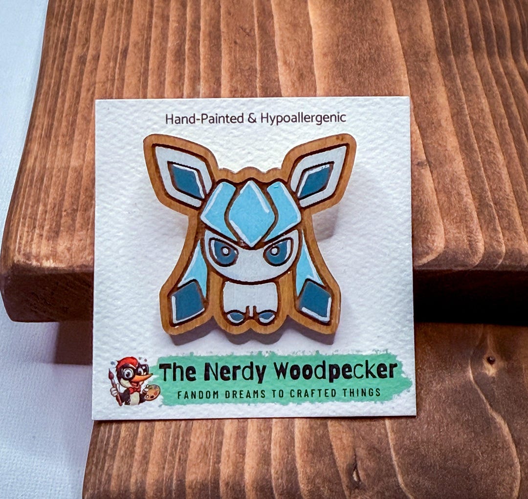 GLACEON Wood Pin — Hand-painted | Fandom Flair | Backpack Pin | Jacket ...