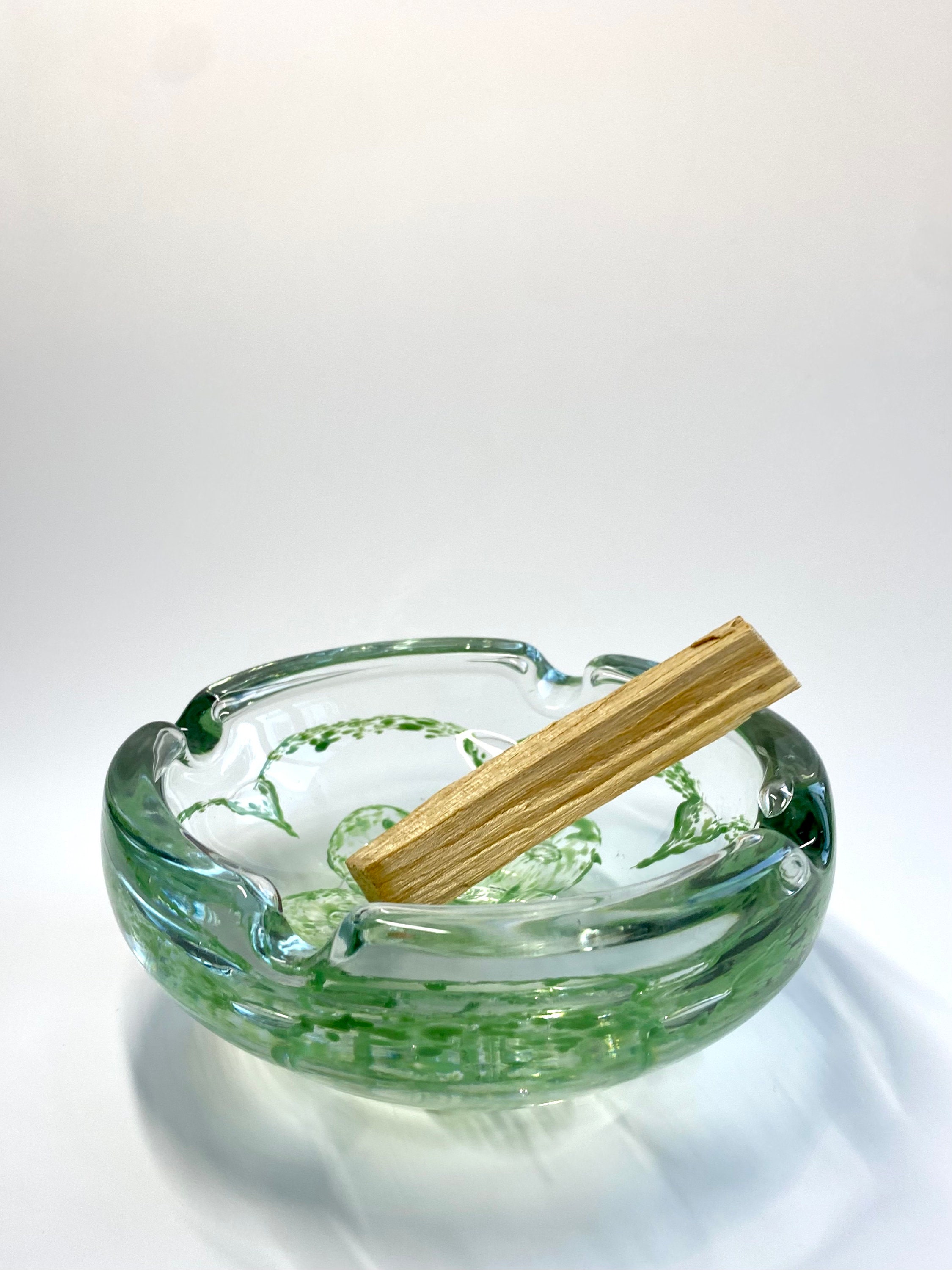 Vintage Hand Blown Ashtray With Floral Design in Center - Etsy