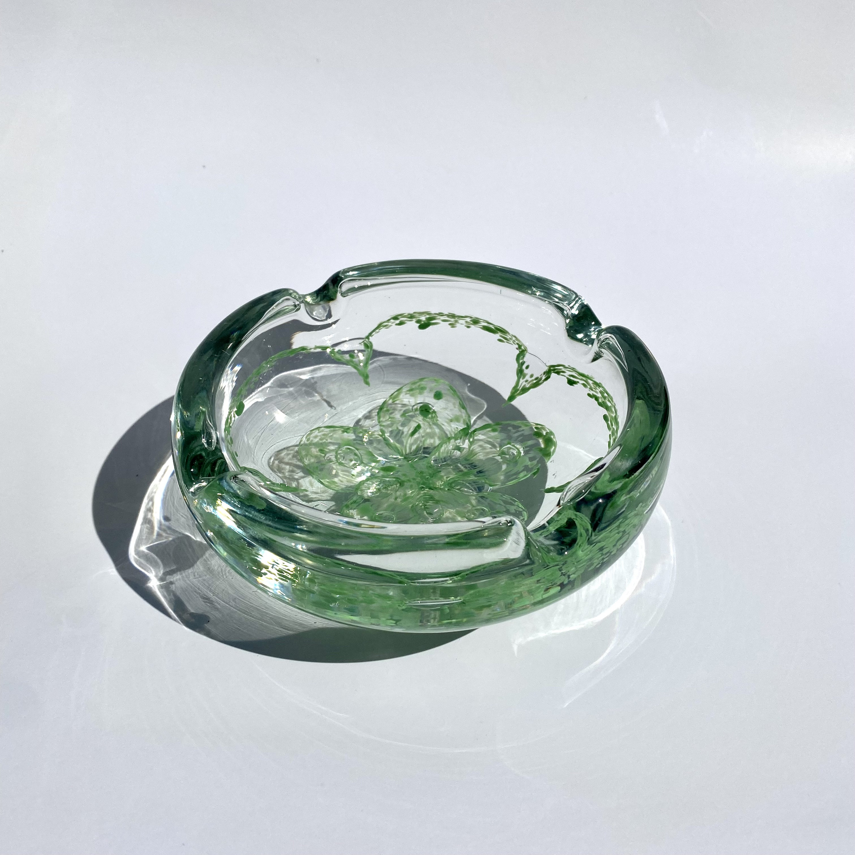 Vintage Hand Blown Ashtray With Floral Design in Center - Etsy