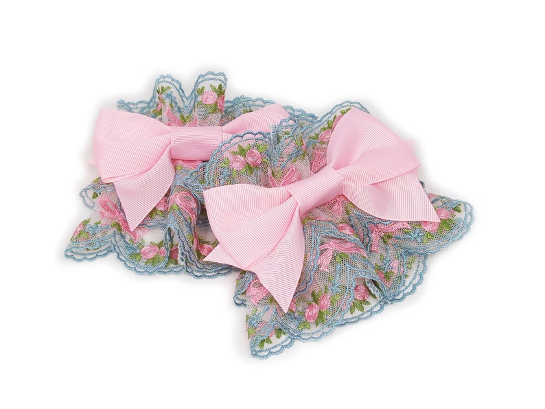 Blue and Pink Roses and Bows Lace Wrist Cuffs - Etsy
