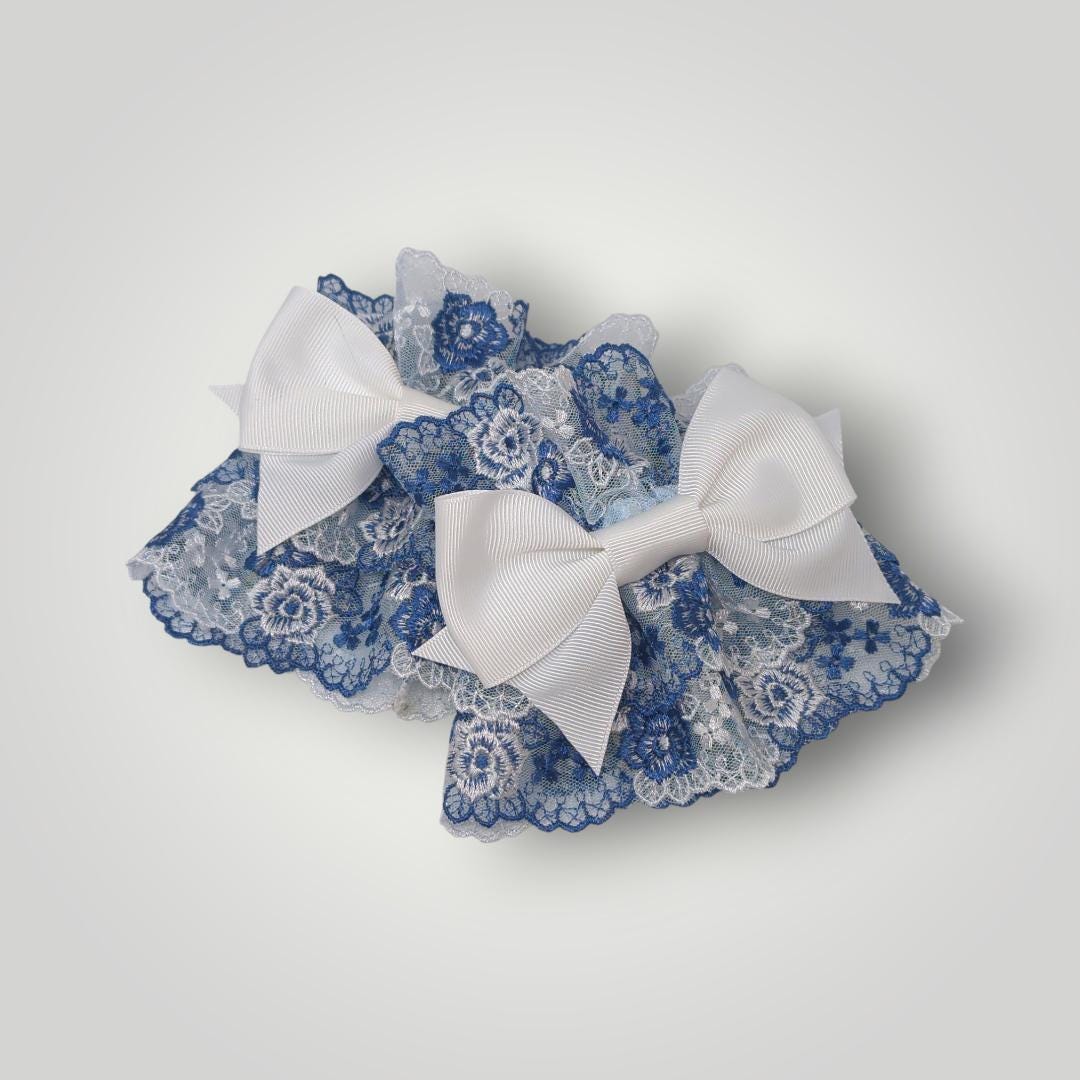 Blue and White Floral Lace Wrist Cuffs - Etsy