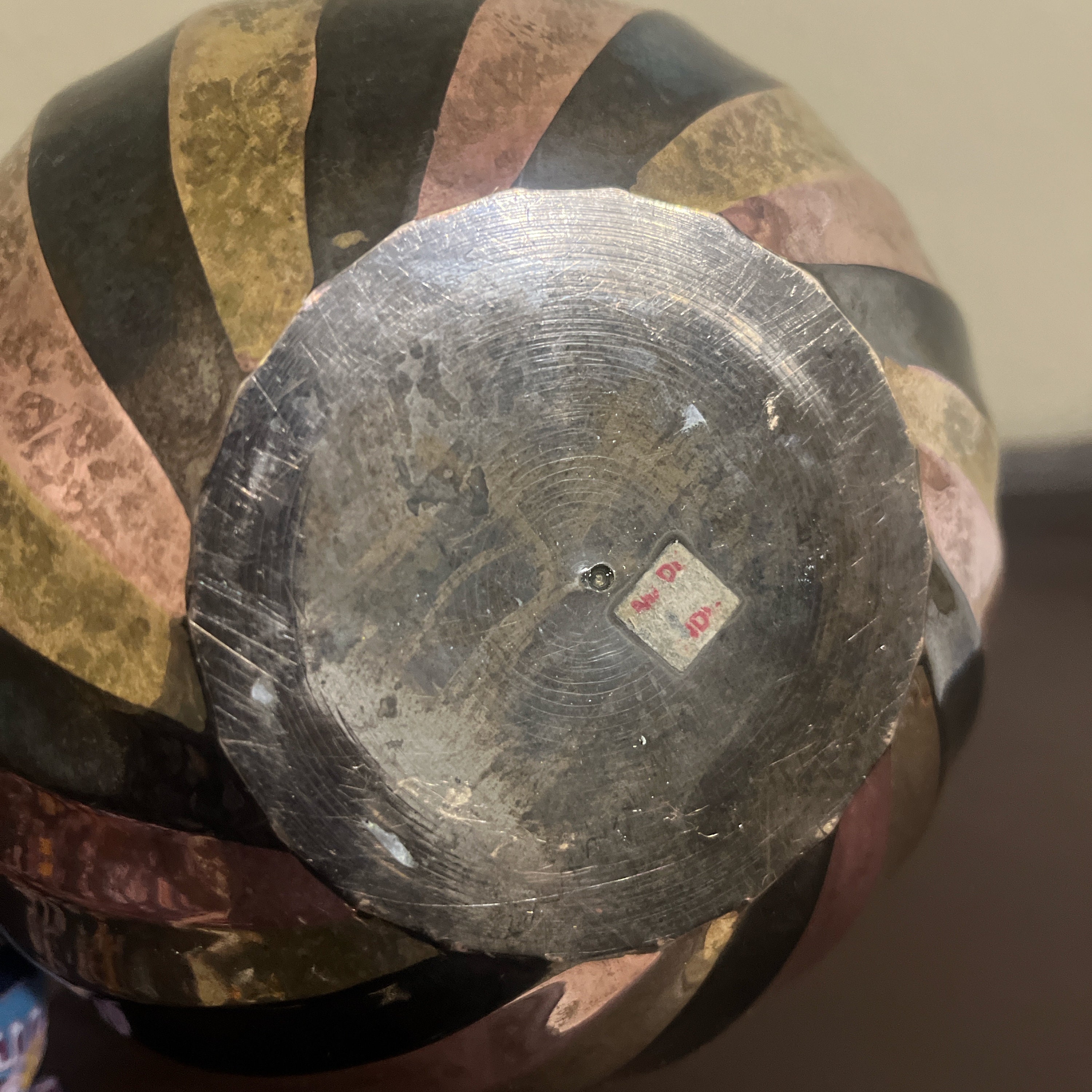 Mid 20th Century Hollywood Regency Swirl Style Round Brass Copper Vase ...