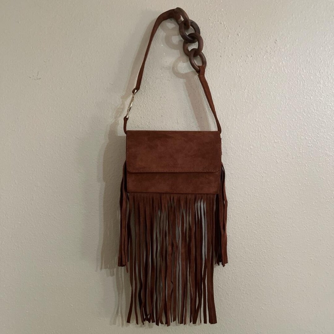 Brother Vellies Brown Fringe Crossbody Bag With Chain Detail - Etsy