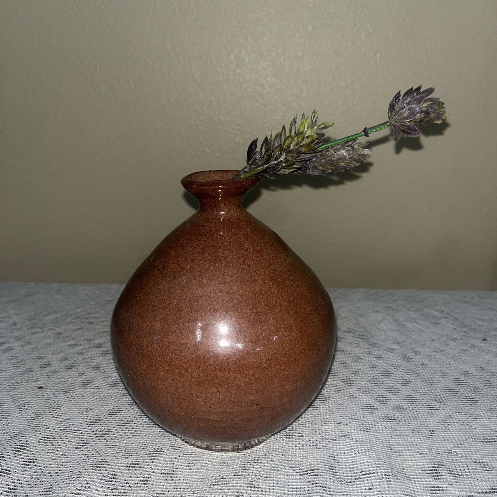 Vintage Signed Carmel Brown Bud Vase Glazed Pottery - Etsy