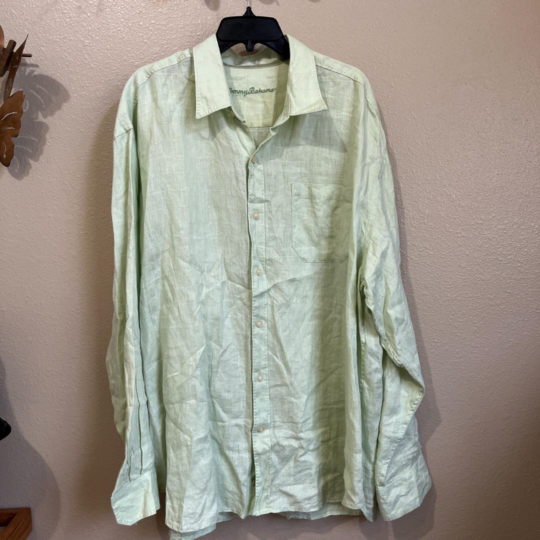 Tommy Bahama Linen Mens XXL/TTG Light Green Linen Button up Shirt - Etsy