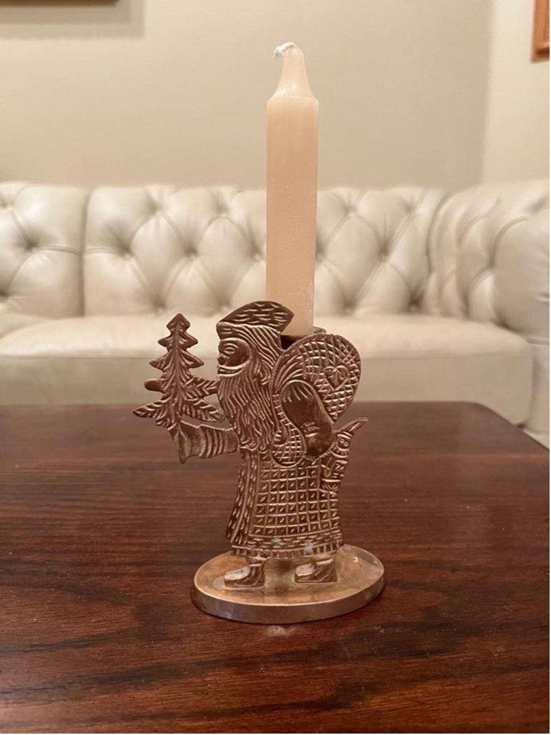 Vintage Santa Candle Holder Father Christmas Saint Nic Candlestick ...