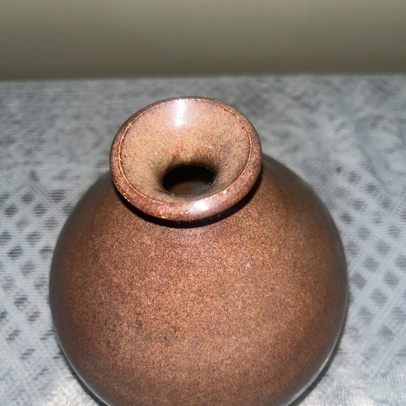 Vintage Signed Carmel Brown Bud Vase Glazed Pottery - Etsy
