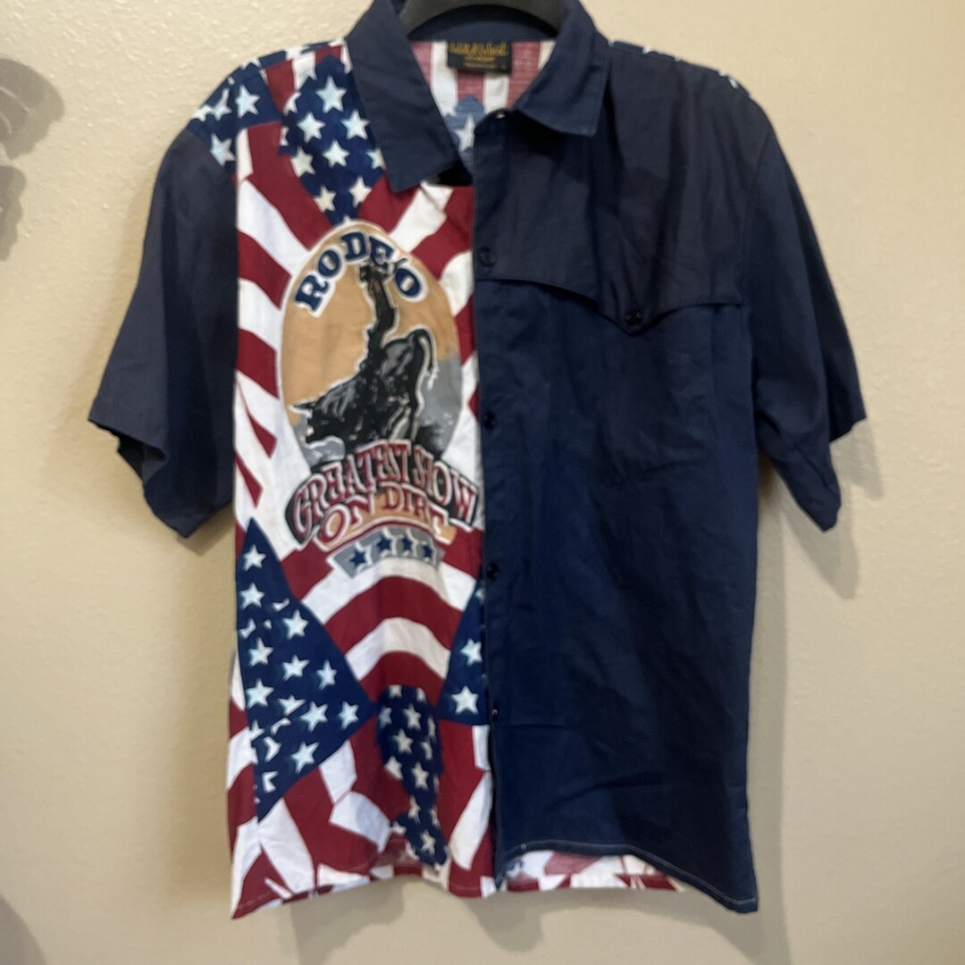 Vintage Rodeo Cowboy Western Men’s Medium Short Sleeve Glow in the Dark ...