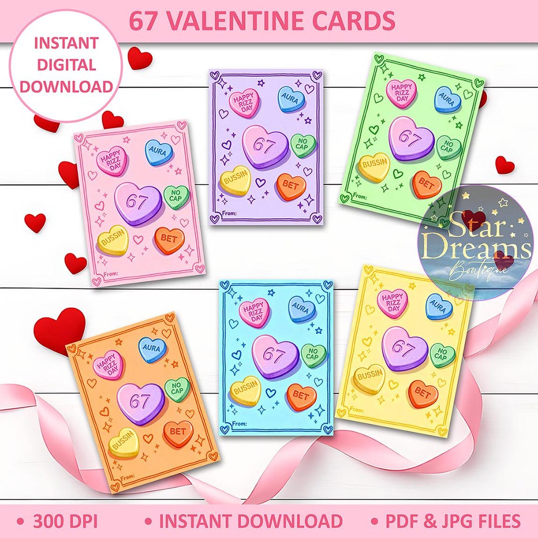 67 Kids Gen Z Slang Valentine Cards | Candy Hearts Printable Valentine ...