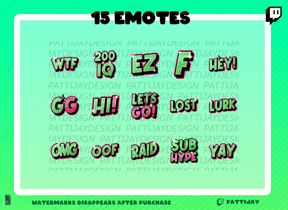 15x Emotes - Font Bundle/pack | Text Emotes | Stream Emotes | Twitch ...