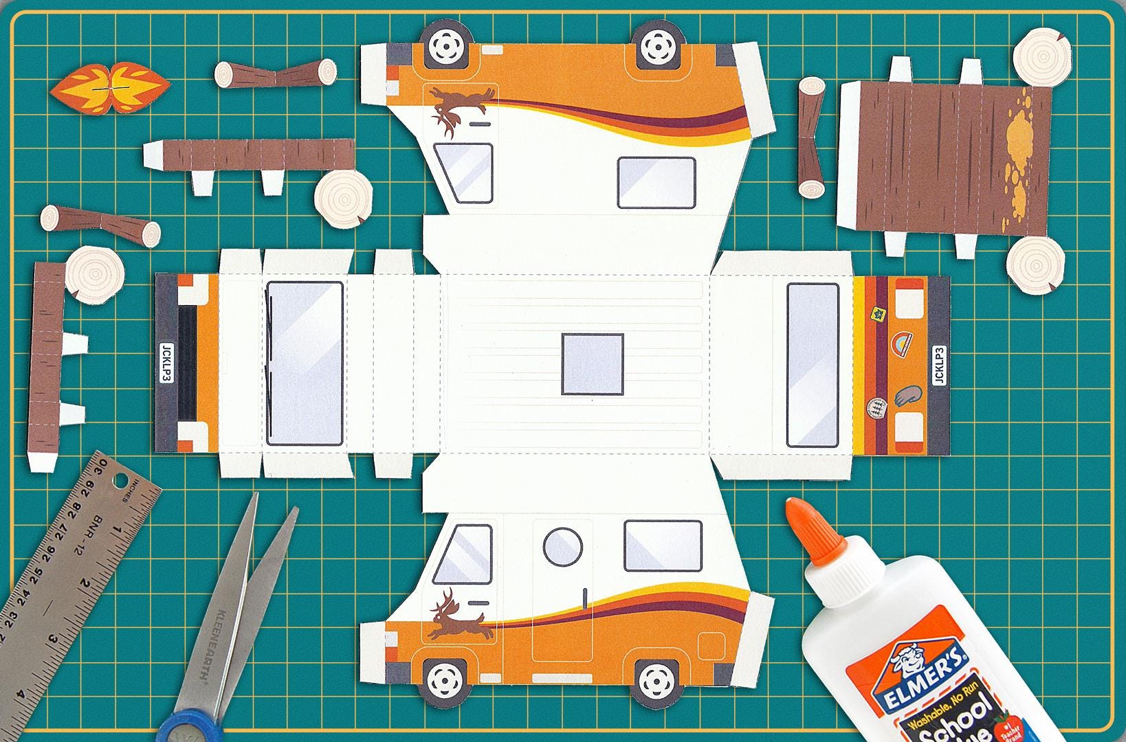 RV Camper Papertoy PDF Ready to PRINT Papercraft Template + Coloring ...
