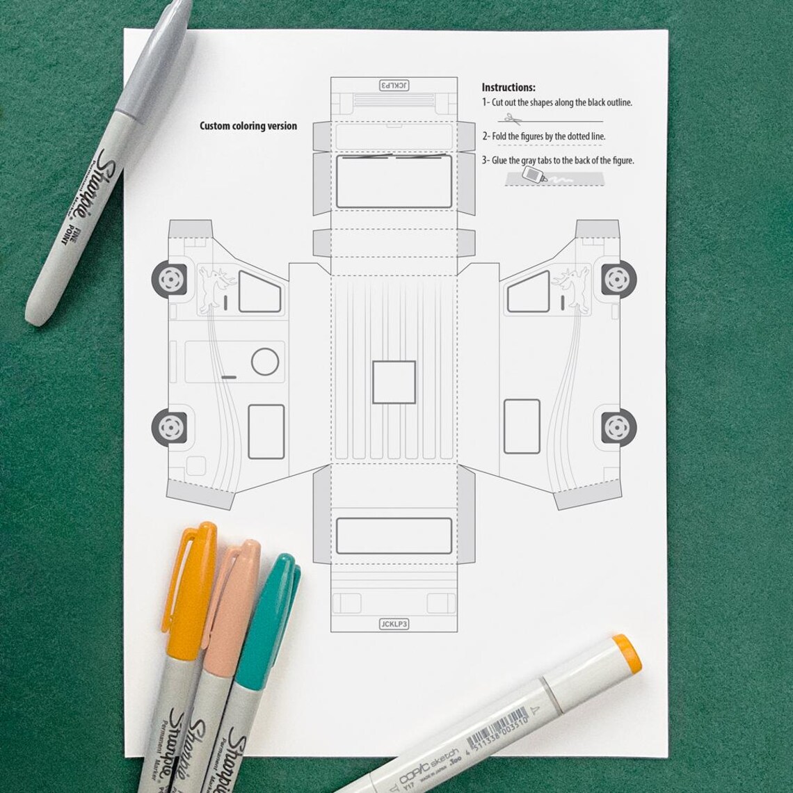 RV Camper Papertoy PDF Ready to PRINT Papercraft Template + Coloring ...