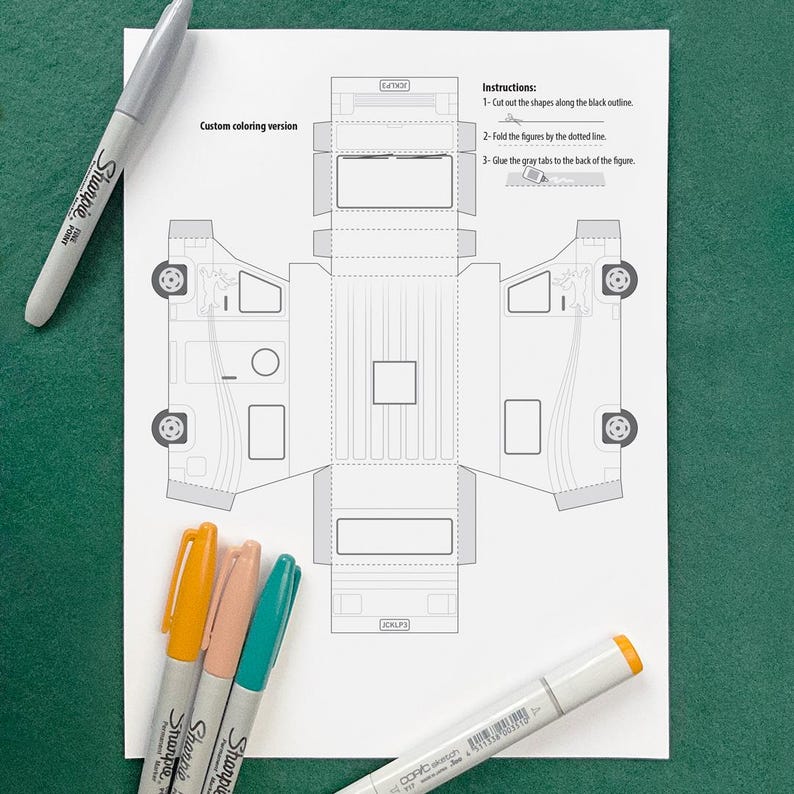 RV Camper Papertoy PDF Ready to PRINT Papercraft Template + Coloring ...