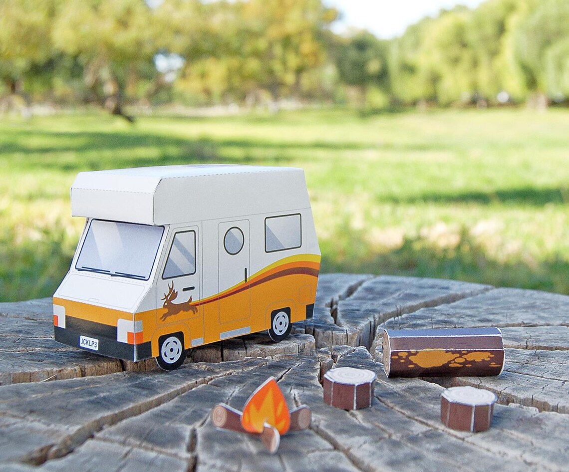 RV Camper Papertoy PDF Ready to PRINT Papercraft Template + Coloring ...