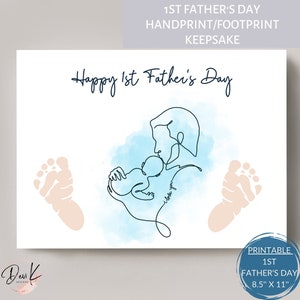 1st Father's Day Printable Handprint Footprint Keepsake From Baby ...