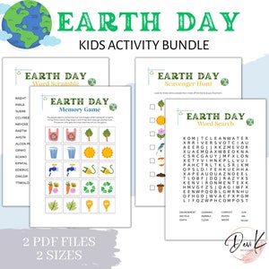 EARTH DAY Printable Kids Activity Bundle, Scavenger Hunt, Word Scramble ...