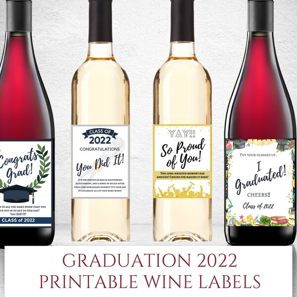 Printable College Graduation Champagne Label - Etsy