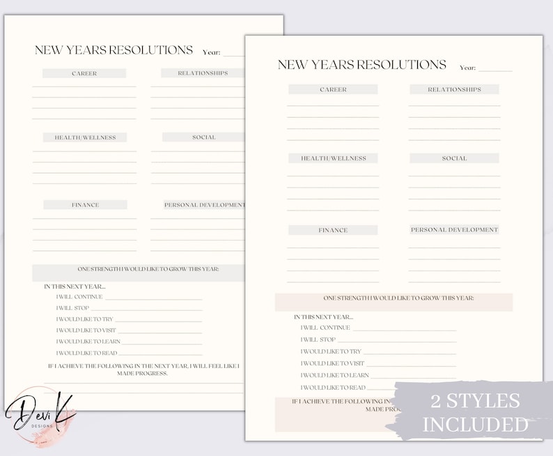 2024 New Years Resolutions Printable, Yearly Goals Planner, Self-growth ...