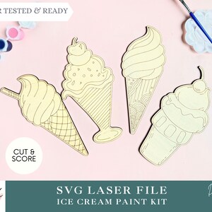 Ice Cream SVG Laser File Kit, Set of 4, DIY Ice Cream Laser Paint Kit ...