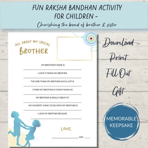 All About My Brother Printable Questionnaire, Raksha Bandhan Activity ...