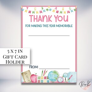Teacher Appreciation Gift Card Holder, Thank You Card for a Memorable ...