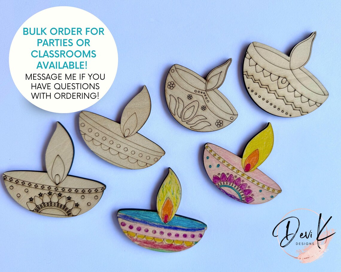Diwali Magnet Diya Color Kit, Diya Decorating, DIY Kids Crafts, Diwali ...
