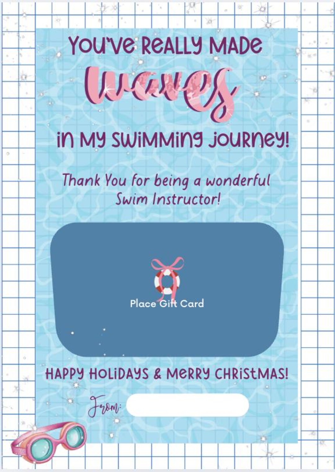 Custom Swim Coach Gift Card Holder, Printable, Wonderful Coach - Etsy