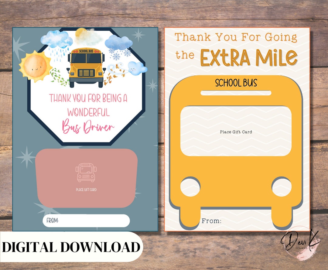 Bus Driver Gift Card Holder, Thank You, Holiday Gift, End of the Year ...