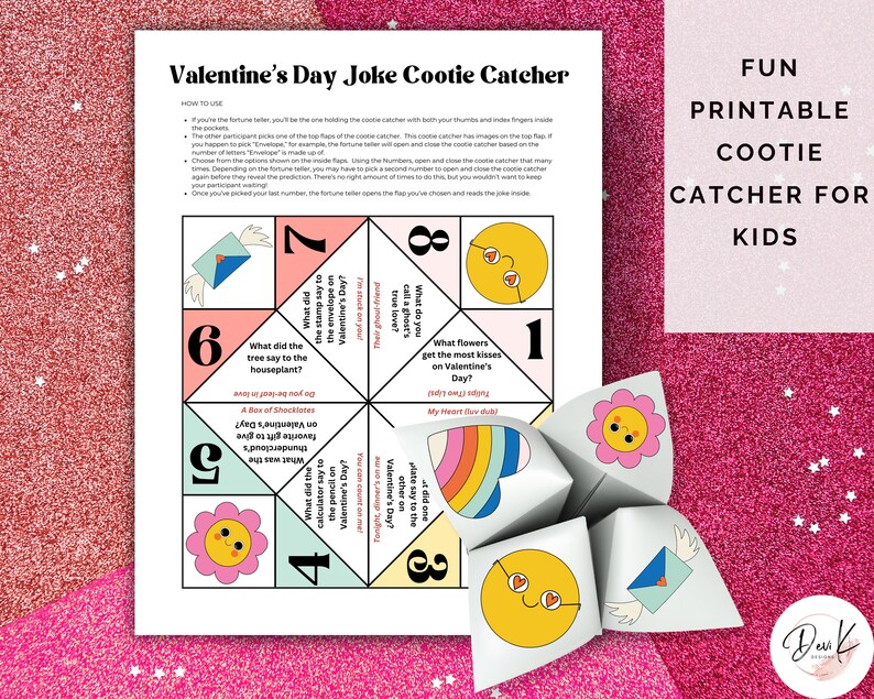 Valentines Day Joke Cootie Catcher Printable, Jokes for Kids, Fortune ...