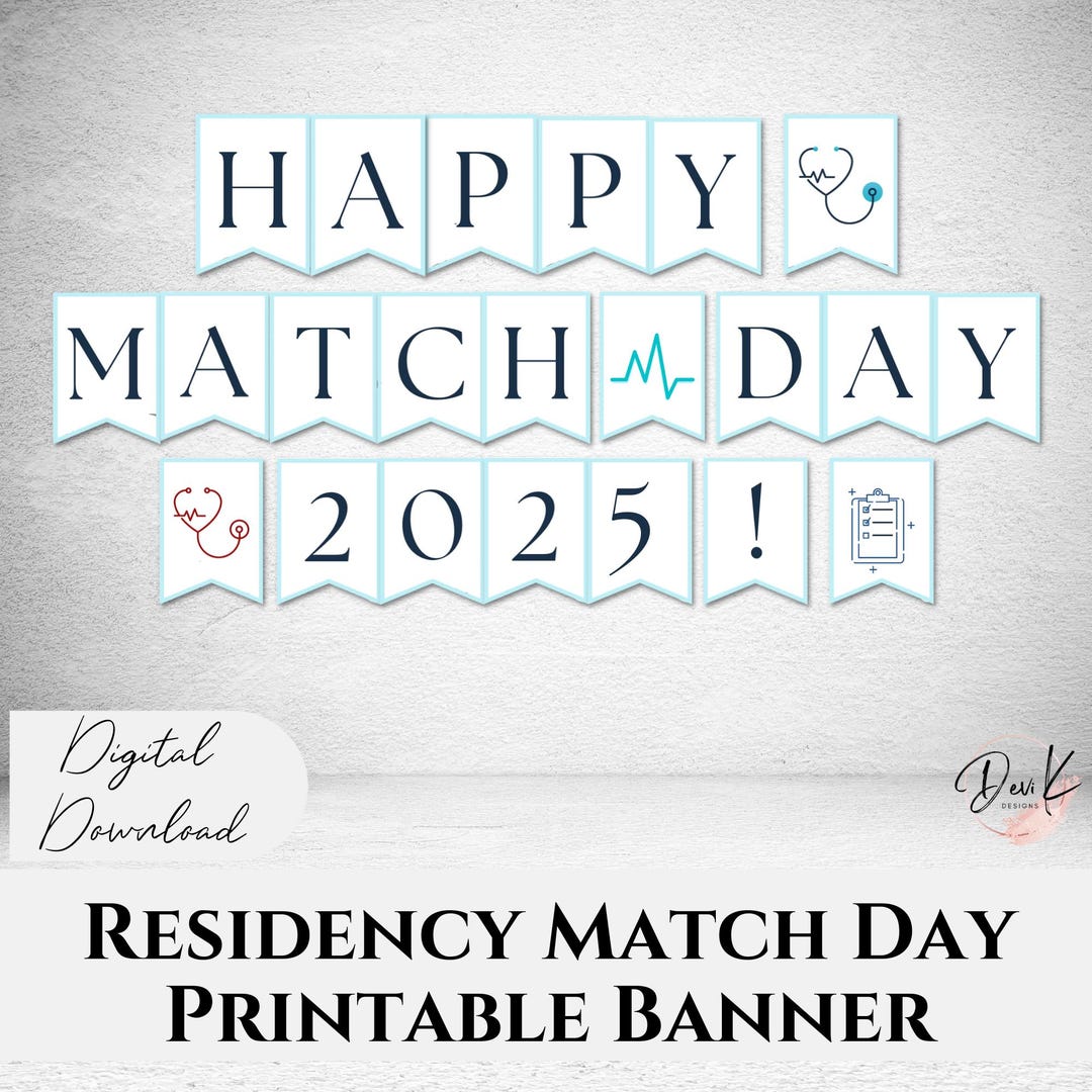 Happy Match Day 2025 Printable Banner, Blue, Residency Match Day ...