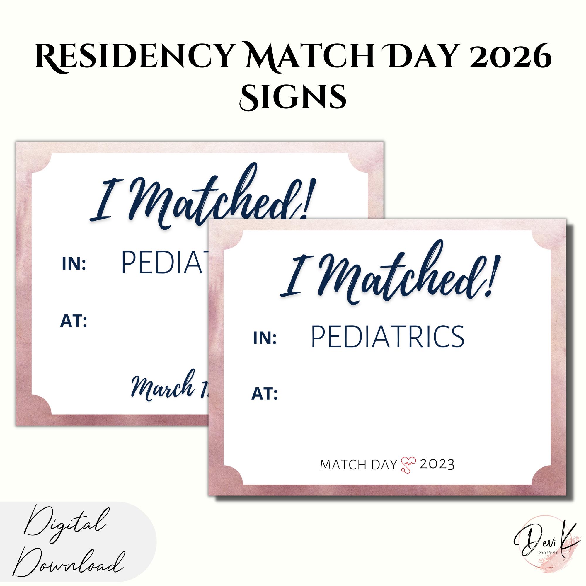Residency Match Day Signs 2025 2026, "i Matched" Editable Printable ...