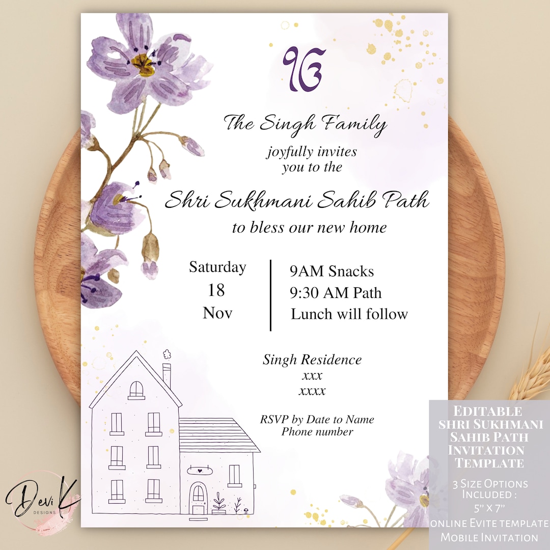 Editable Shri Sukhmani Sahib Path Invitation Template, Akhand Paath ...