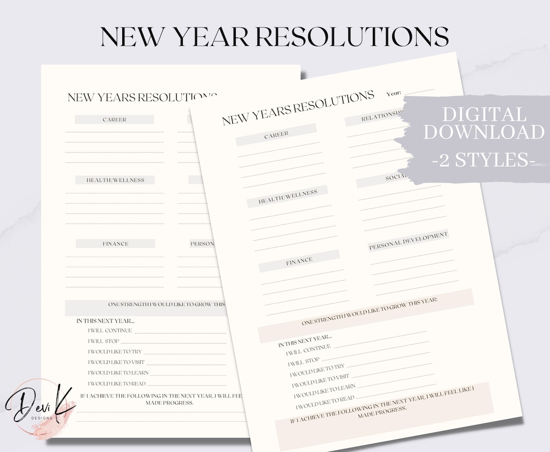 2024 New Years Resolutions Printable, Yearly Goals Planner, Self-growth ...