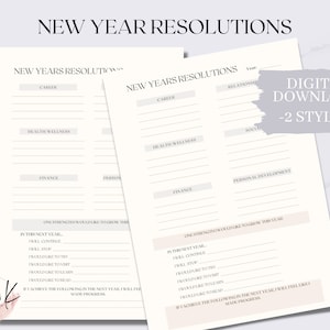 2024 New Years Resolutions Printable, Yearly Goals Planner, Self-growth ...