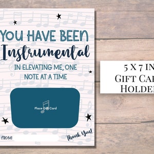 Music Teacher Appreciation Gift Card Holder, Note-able Teacher, Digital ...