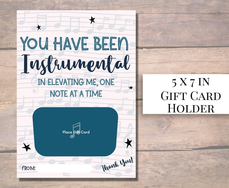 Music Teacher Appreciation Gift Card Holder Note-able - Etsy