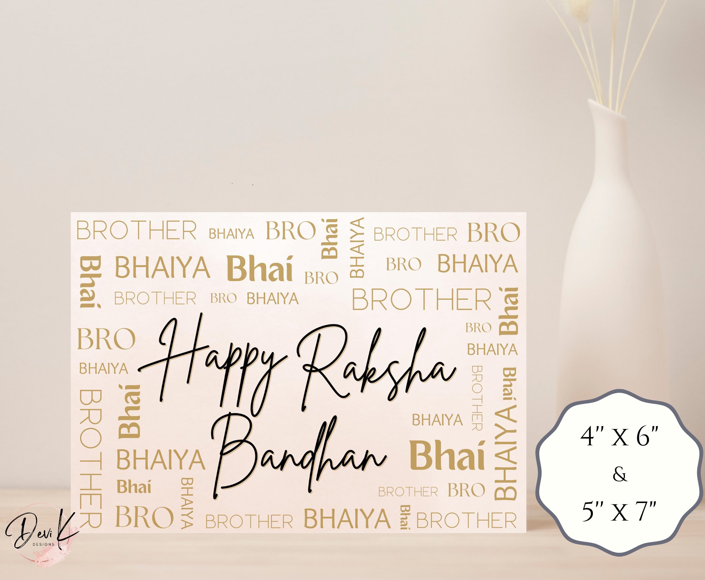 Raksha Bandhan Card Bhaiya Brother Bro Bhai Rakhi Card - Etsy