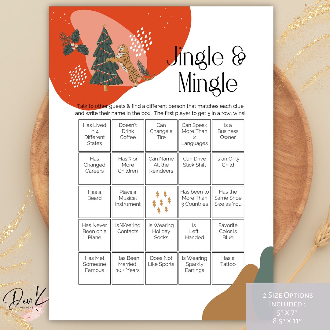 Jingle & Mingle Find the Guest Bingo Game, Printable, Christmas Holiday ...
