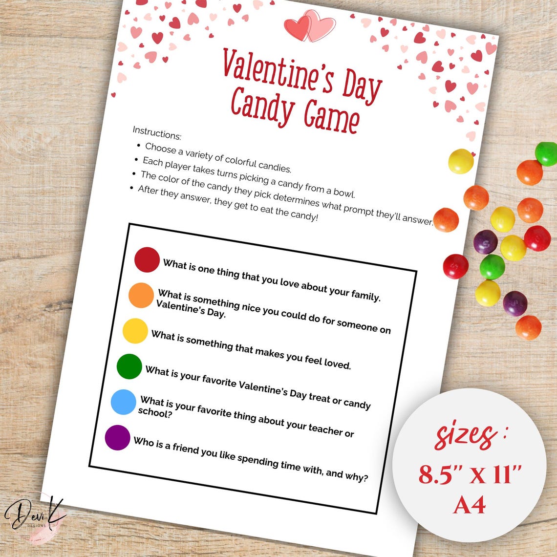 Valentine's Day Candy Game Printable, Valentine's Day Game for ...