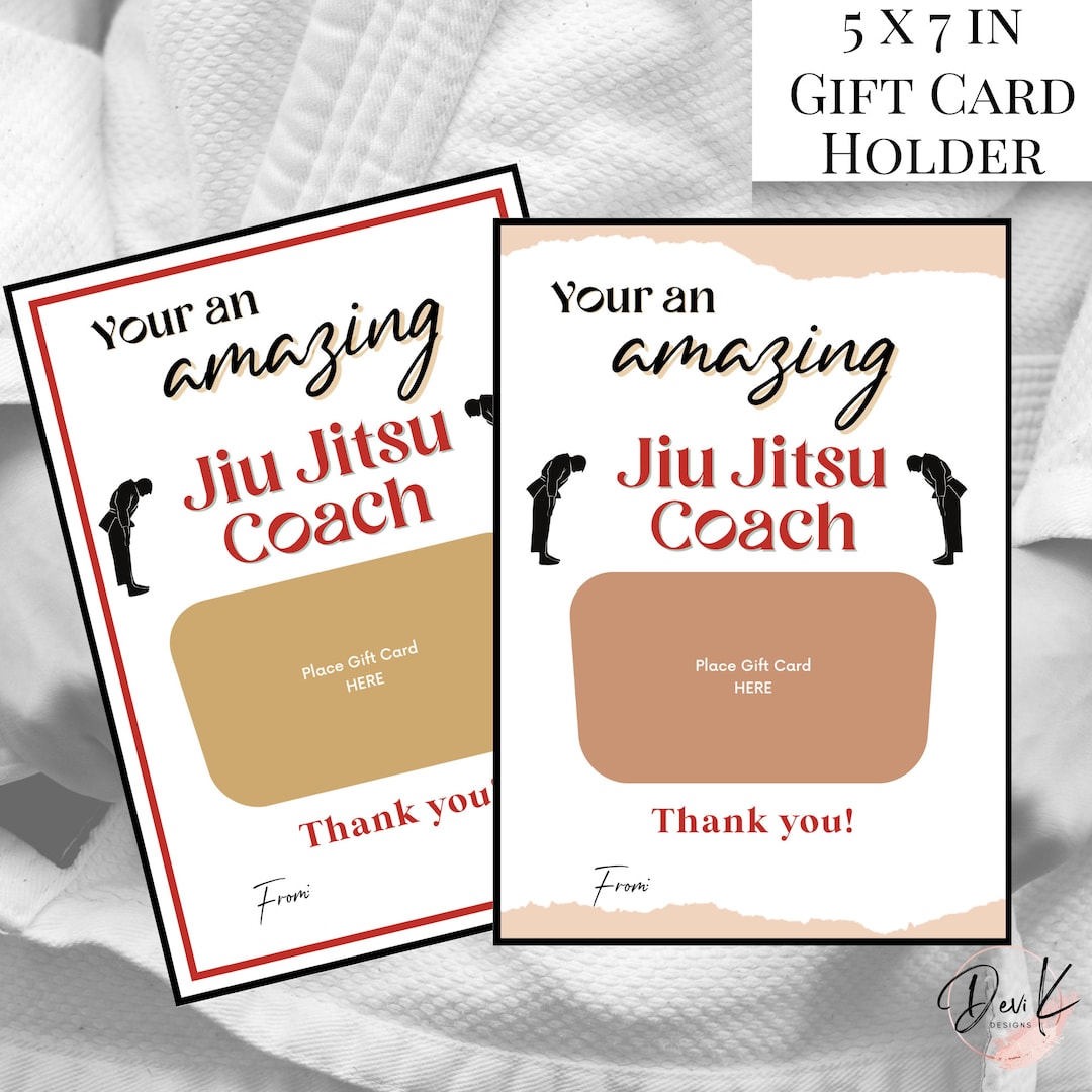 Jiu Jitsu Coach Gift Card Holder Printable, Brazilian Jiu Jitsu, Sensei ...