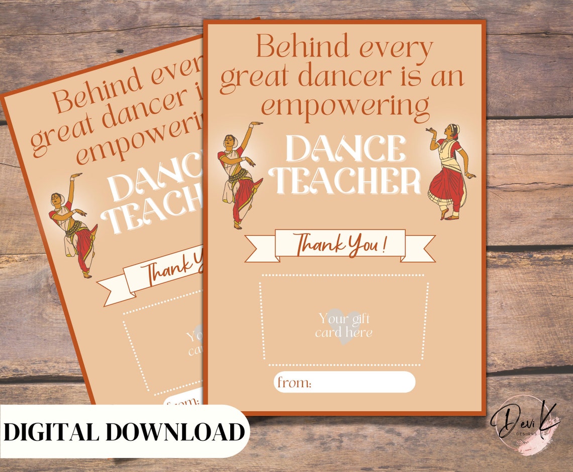 Classical Dance Teacher Gift Card Holder, Bharatanatyam, Kathak, End of ...