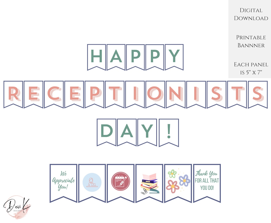 Happy Receptionist Day 2025 Printable Banner, Appreciation Week, Front ...