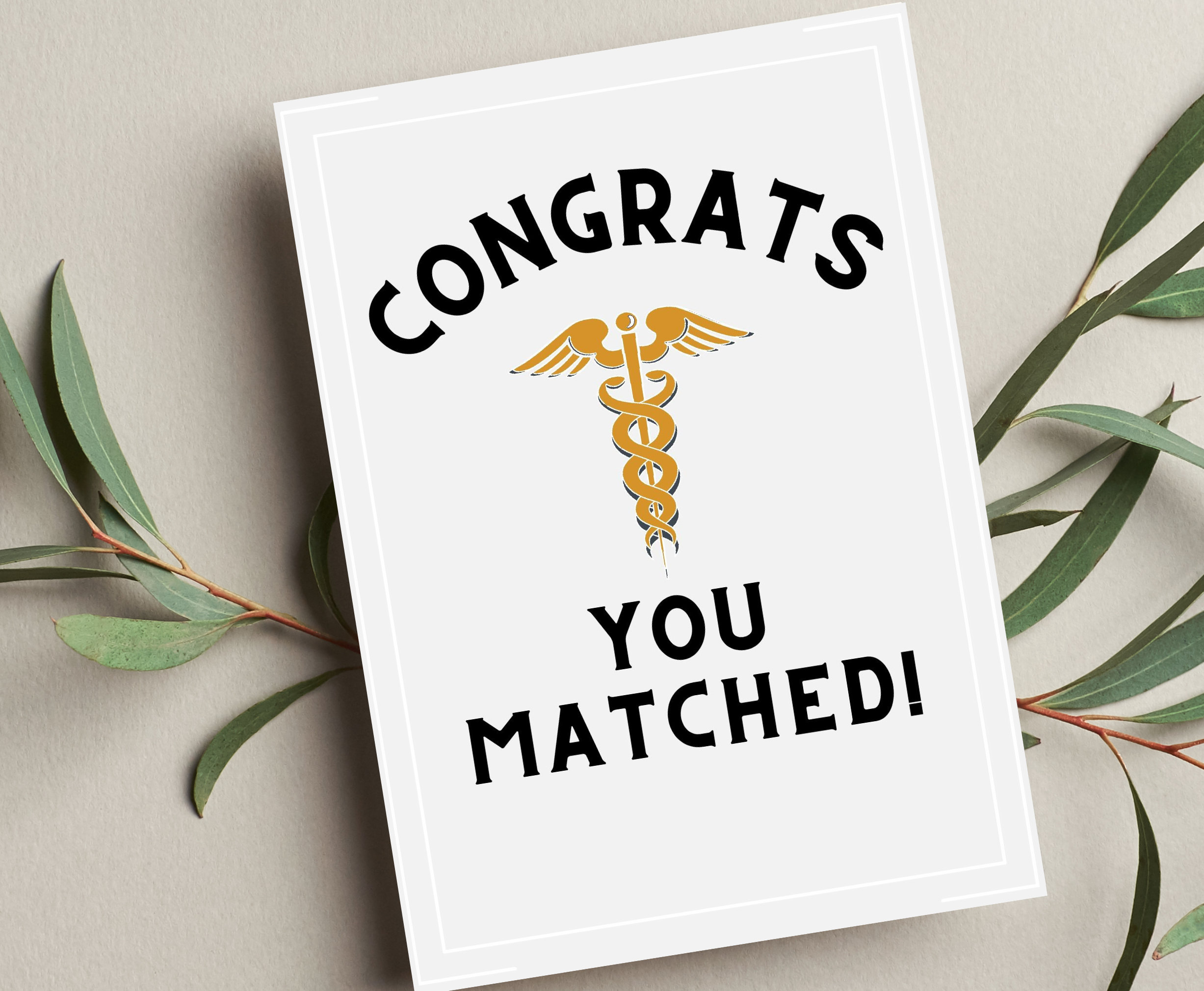 Congrats on Your Match Card, Residency Match Day 2024, Printable ...