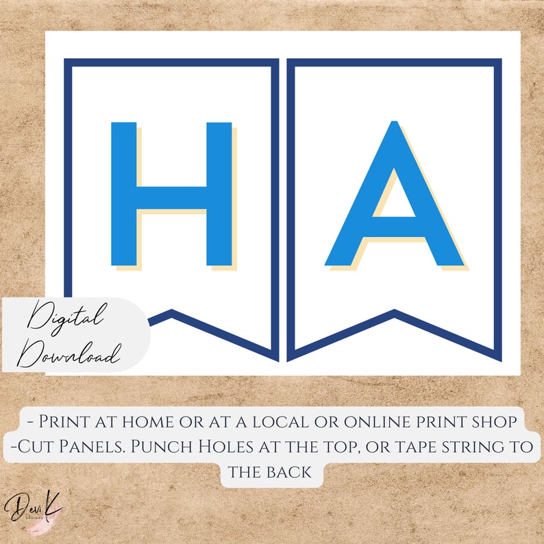 Happy Hanukkah Printable Banner, Hanukkah Printable Home Decor ...