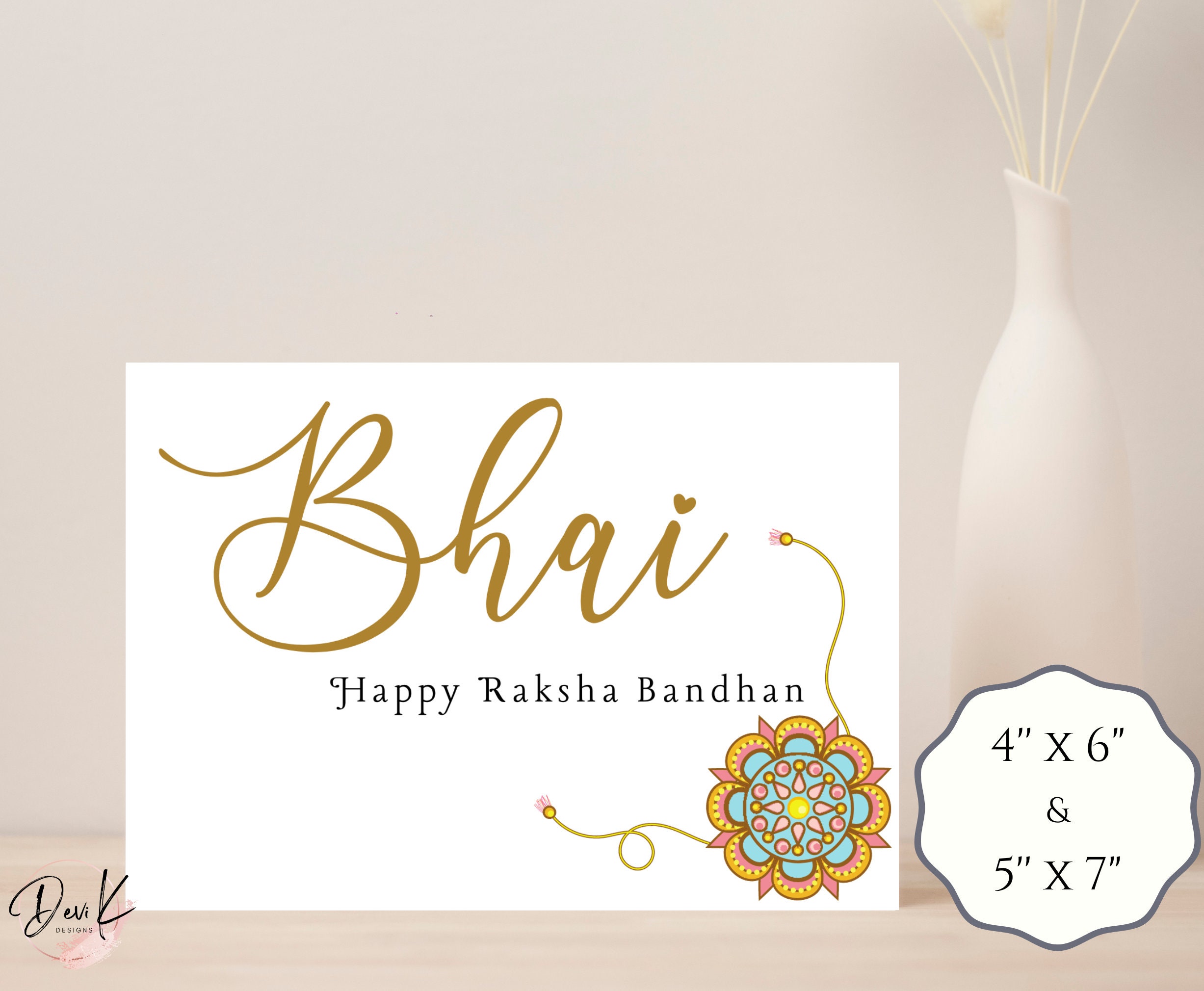 Happy Raksha Bandhan Card, Bhai Rakhi Card, Modern Blank Card ...
