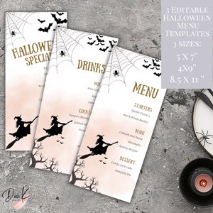 Editable Halloween Menu Template, Printable Menu, Food Drink Menu Card ...